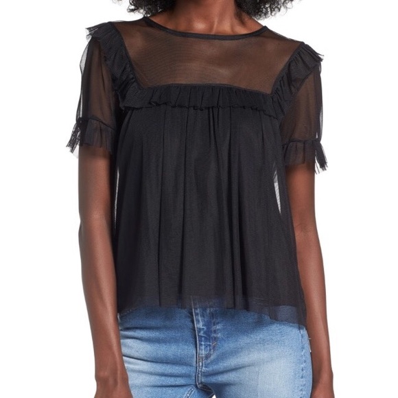Leith | Tops | Leith Mesh Ruffle Top | Poshmark